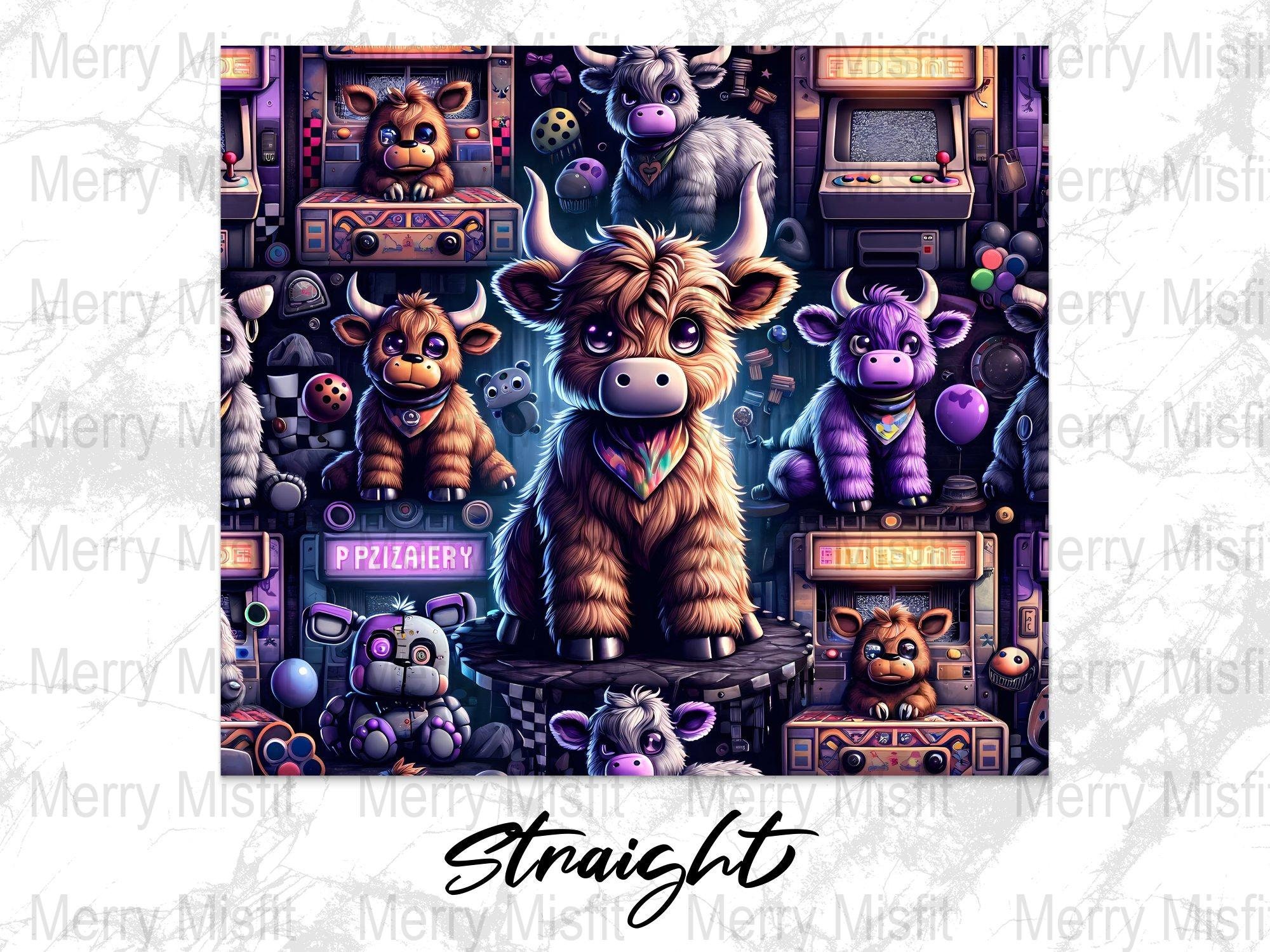 20oz Skinny Tumbler Wrap, FNAF Highland Cow Design, Sublimation ...