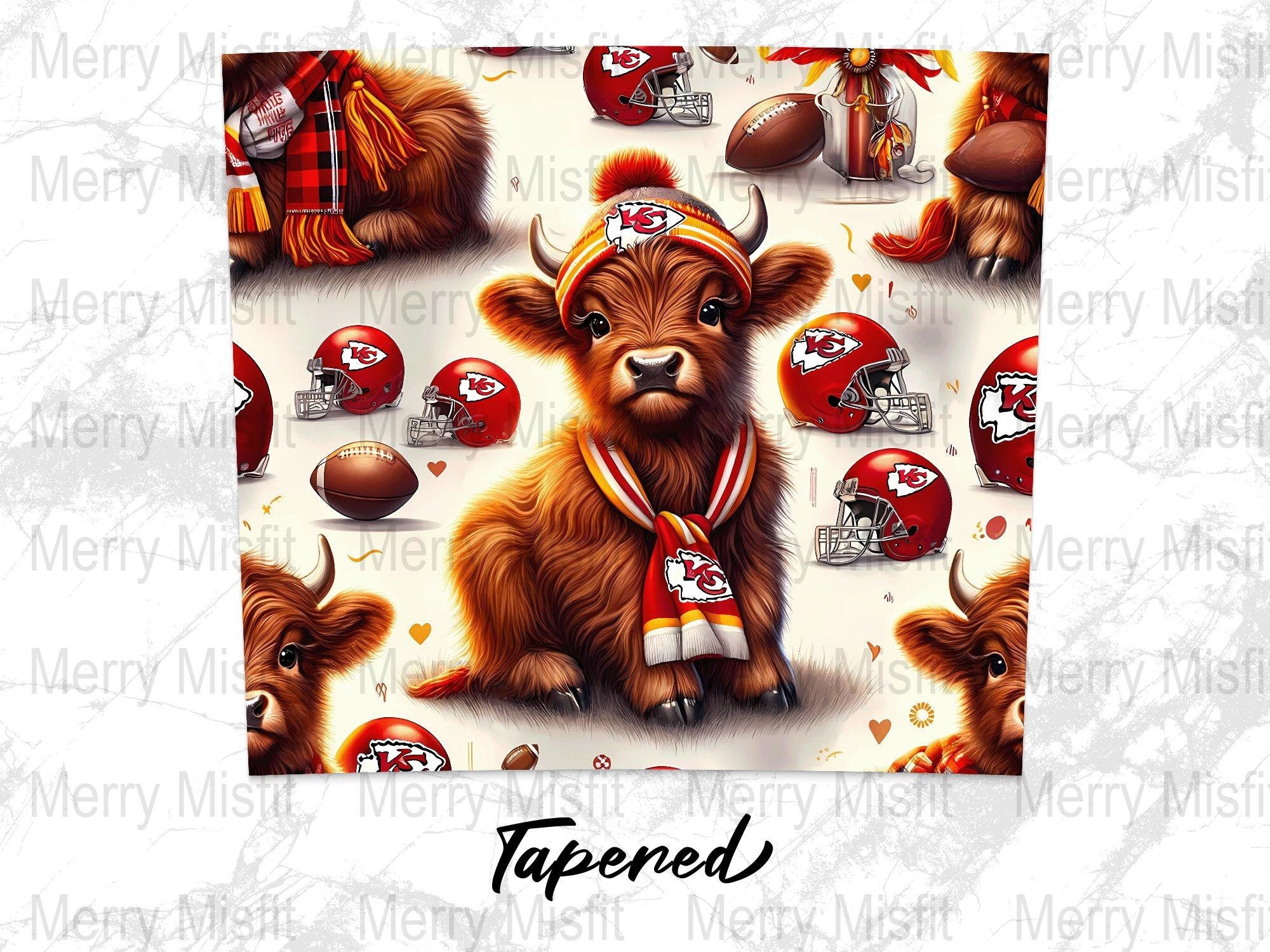 Chiefs Football Highland Cow Tumbler Wrap, Travis Kelce Inspired Skinny ...