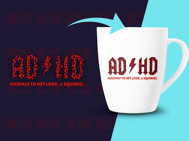 ADHD Funny SVG PNG Digital File for Cricut or Other Machine, Attention ...