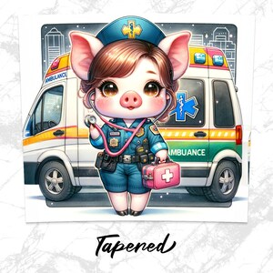 Pig Paramedic PNG Seamless Pattern for 20oz Tumblers, Cute Piggy Nurse ...