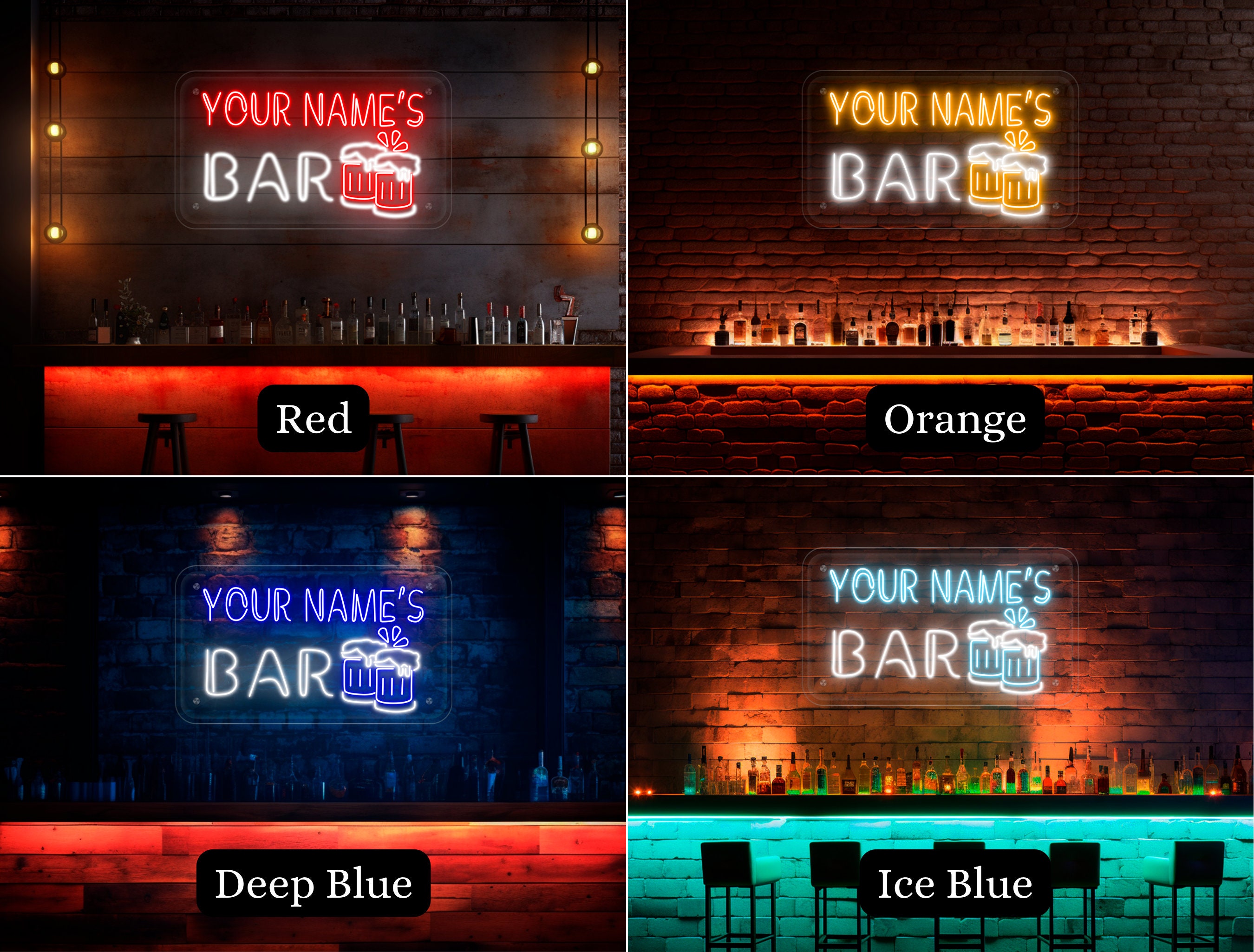 Custom Bar Neon Sign Personalized Bar Led Sign Beer Neon Sign Neon Bar ...