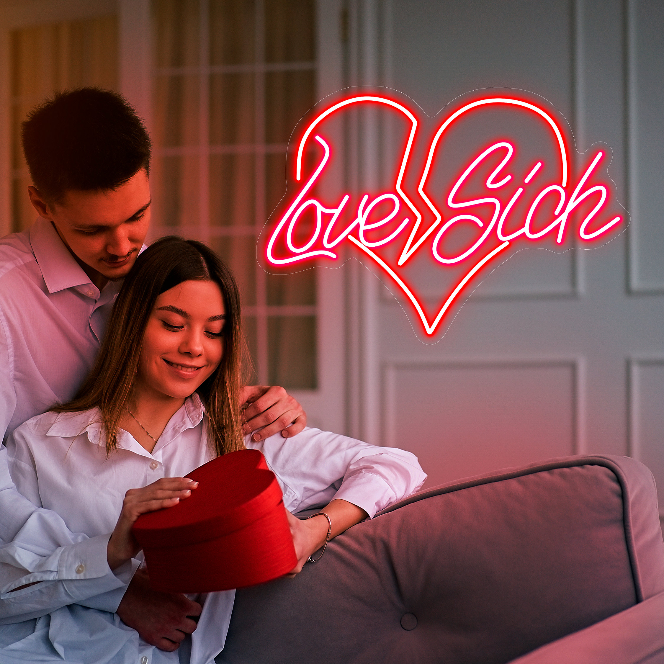 Love Sick Led Neon Sign Neon Sign Bedroom Valentine's Day Gift Broken ...
