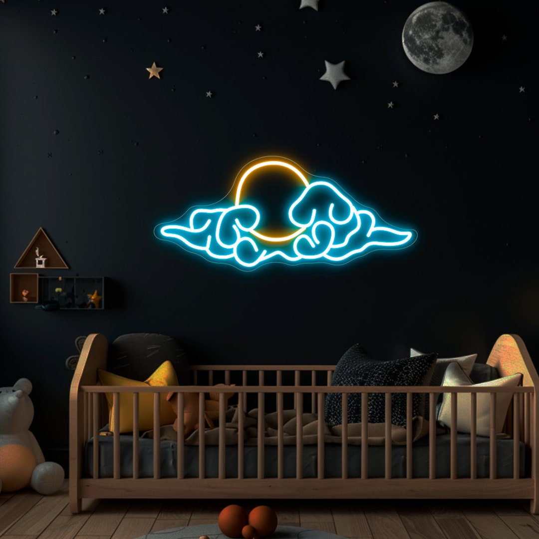 Sun Cloud Led Neon Sign Led Neon Sign Neon Sign Anime Nursery Room ...