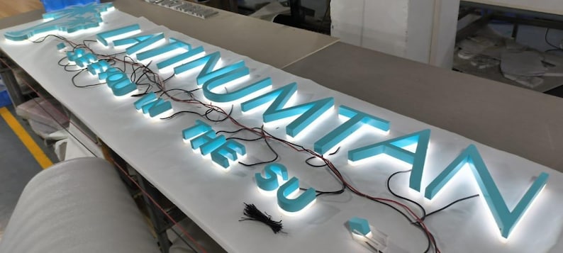 3D Metal Backlit Custom Business Sign, Illuminated Business Signage ...