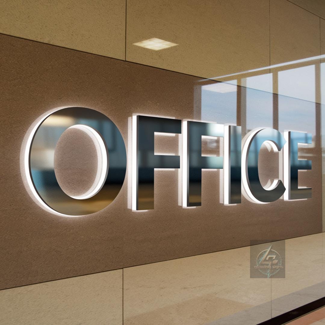 Indoor 3D Backlit Letters Reception Sign, Custom Illuminated Business ...
