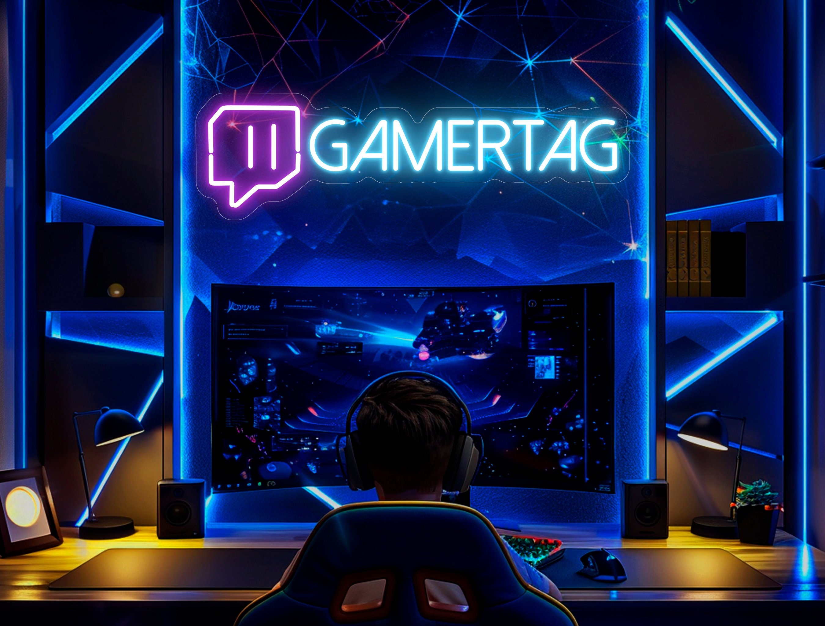 Gamertag Neon Sign Game Room Neon Sign Twitch Neon Light Gaming Wall ...