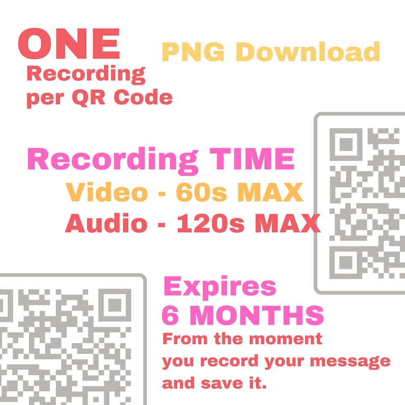 Video And/or Audio Self Recording QR Code | Digital QR Code Download ...