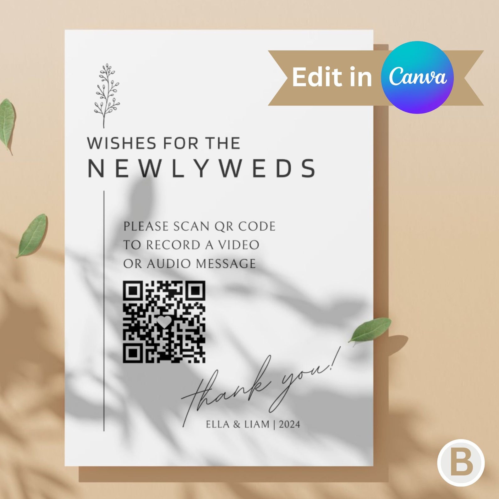 Virtual Wedding Guest Book Template | Digital Download Editable ...