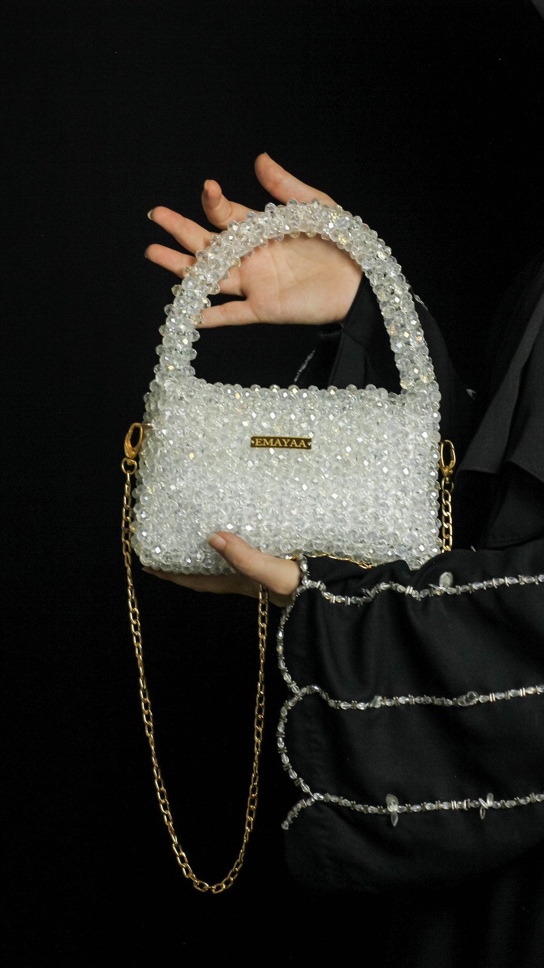 Crystal Beads Bag Custom Luxury Handbag Gift for Her Handmade Crystal ...