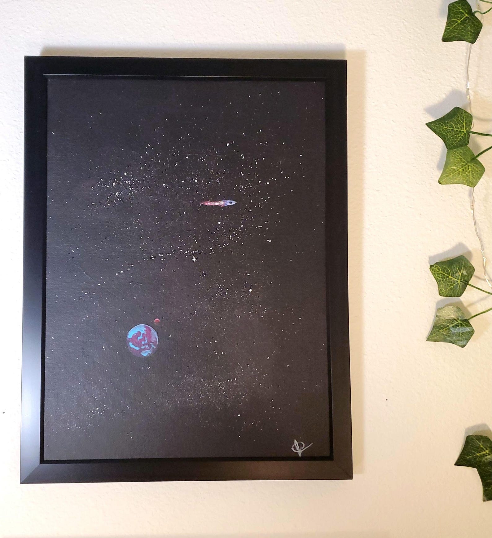 Hand-painted Original Outer Space Art - a Lonely Spaceship - Acrylic on ...