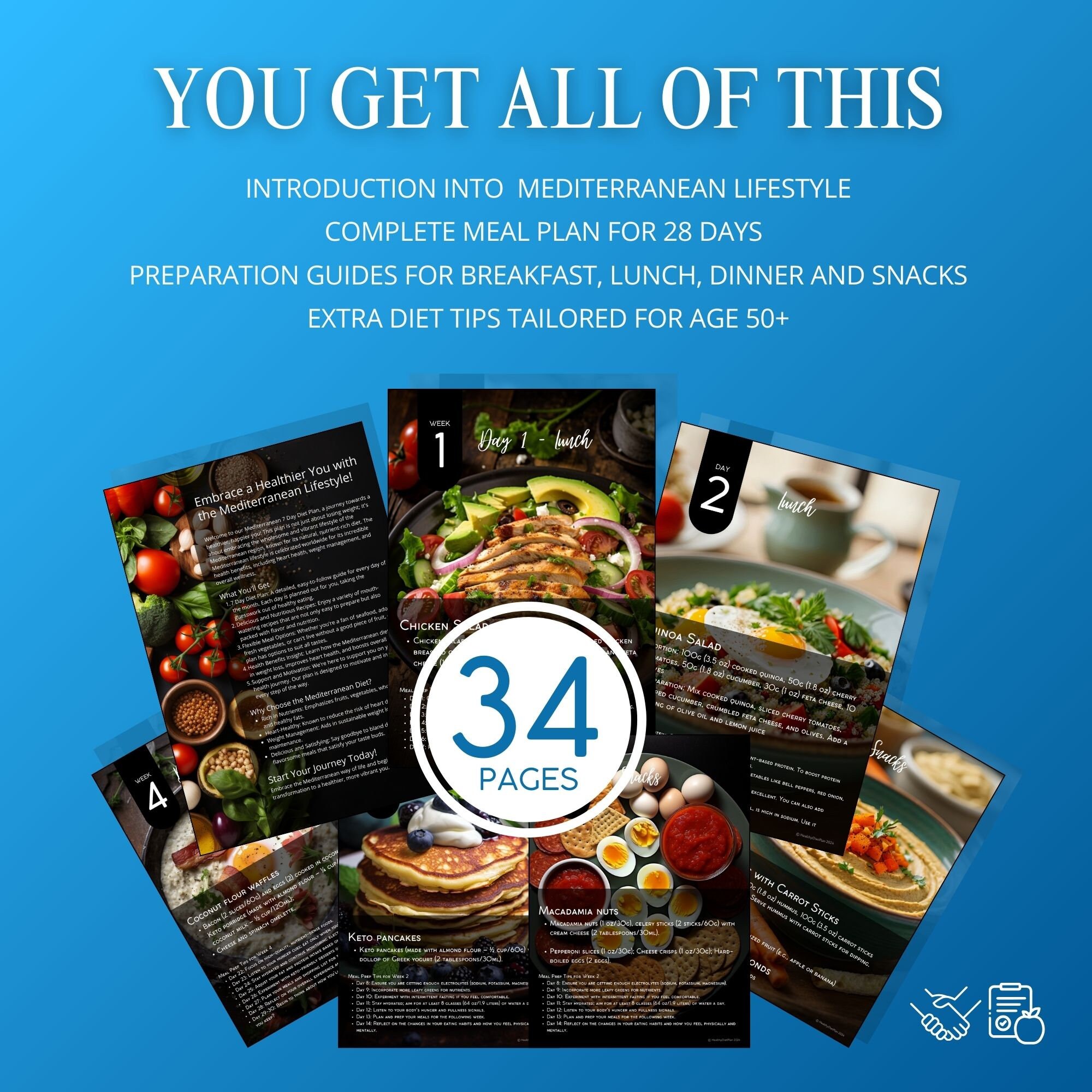 Age 50+ | Mediterranean 28-day Diet Plan | BUNDLE: Meal Plan + Grocery ...