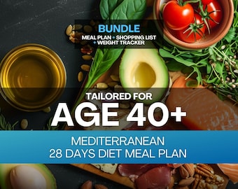 Age 50 Mediterranean 28-day Diet Plan BUNDLE: Meal Plan Grocery ...