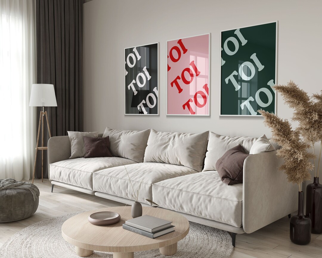 Set of 3 Poster, Toi Toi Toi Poster, Typography Art Print, Minimal Home ...