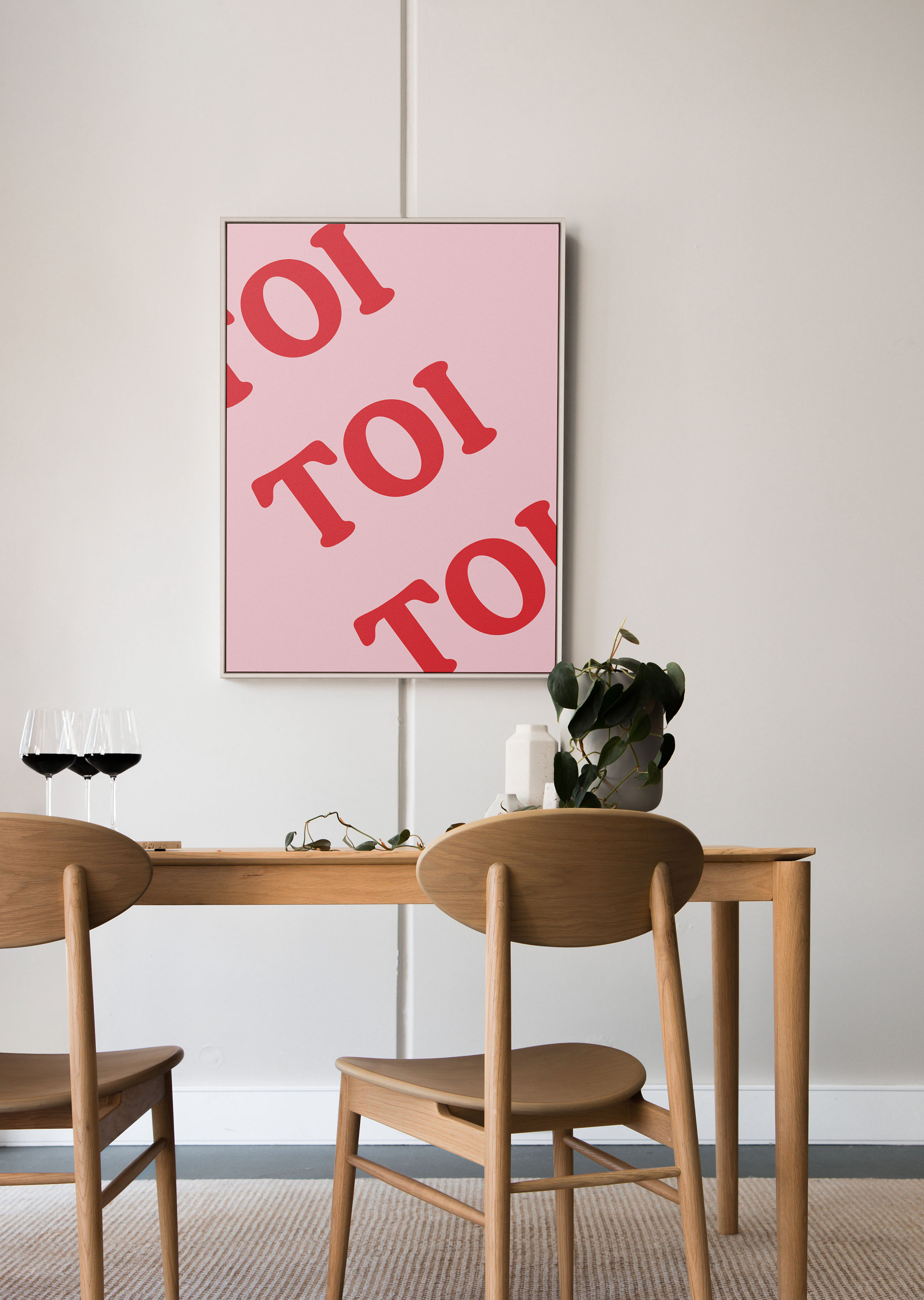 Toi Toi Toi Poster, Typography Art Print, Red Text, Minimal Home Art ...