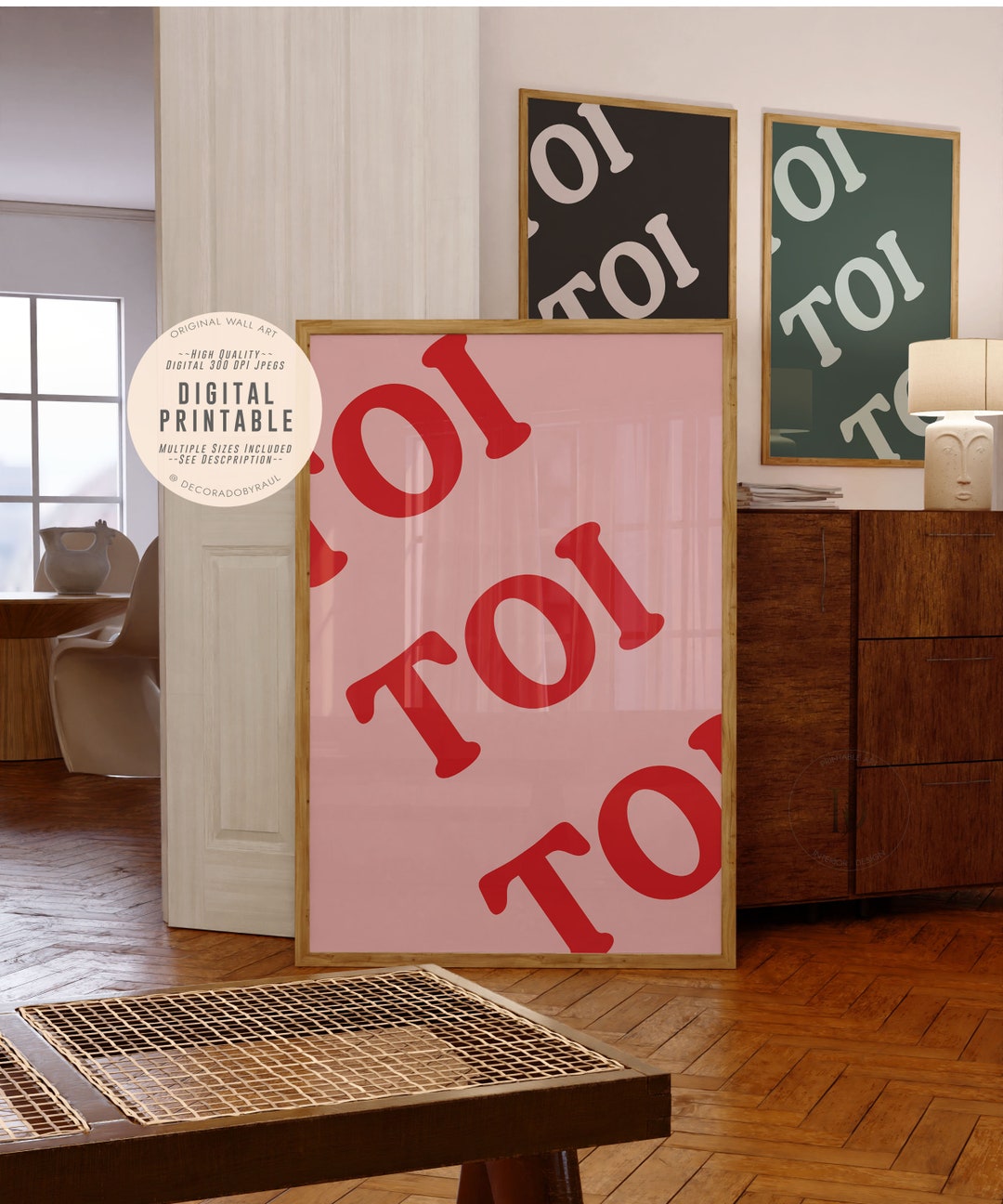 Toi Toi Toi Poster, Typography Art Print, Red Text, Minimal Home Art ...