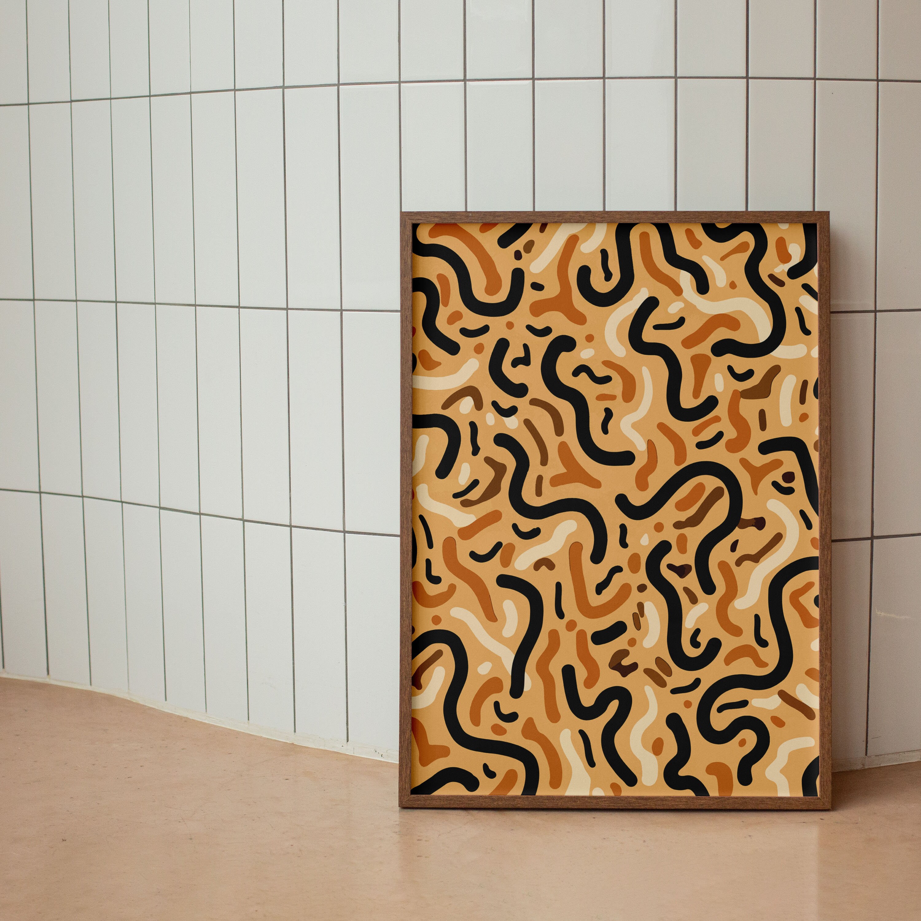 Abstract Squiggle Lines Printable Art, Maximalist Wall Art, Colorful ...