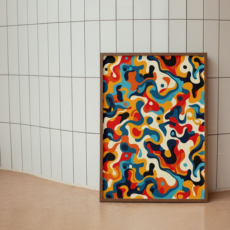 Abstract Squiggle Lines Printable Art, Maximalist Wall Art, Colorful ...