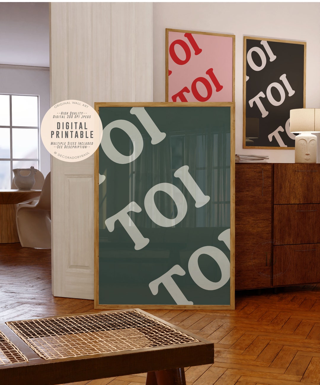 Toi Toi Toi Print, Typography Art Print, Green Text, Minimal Home Art ...