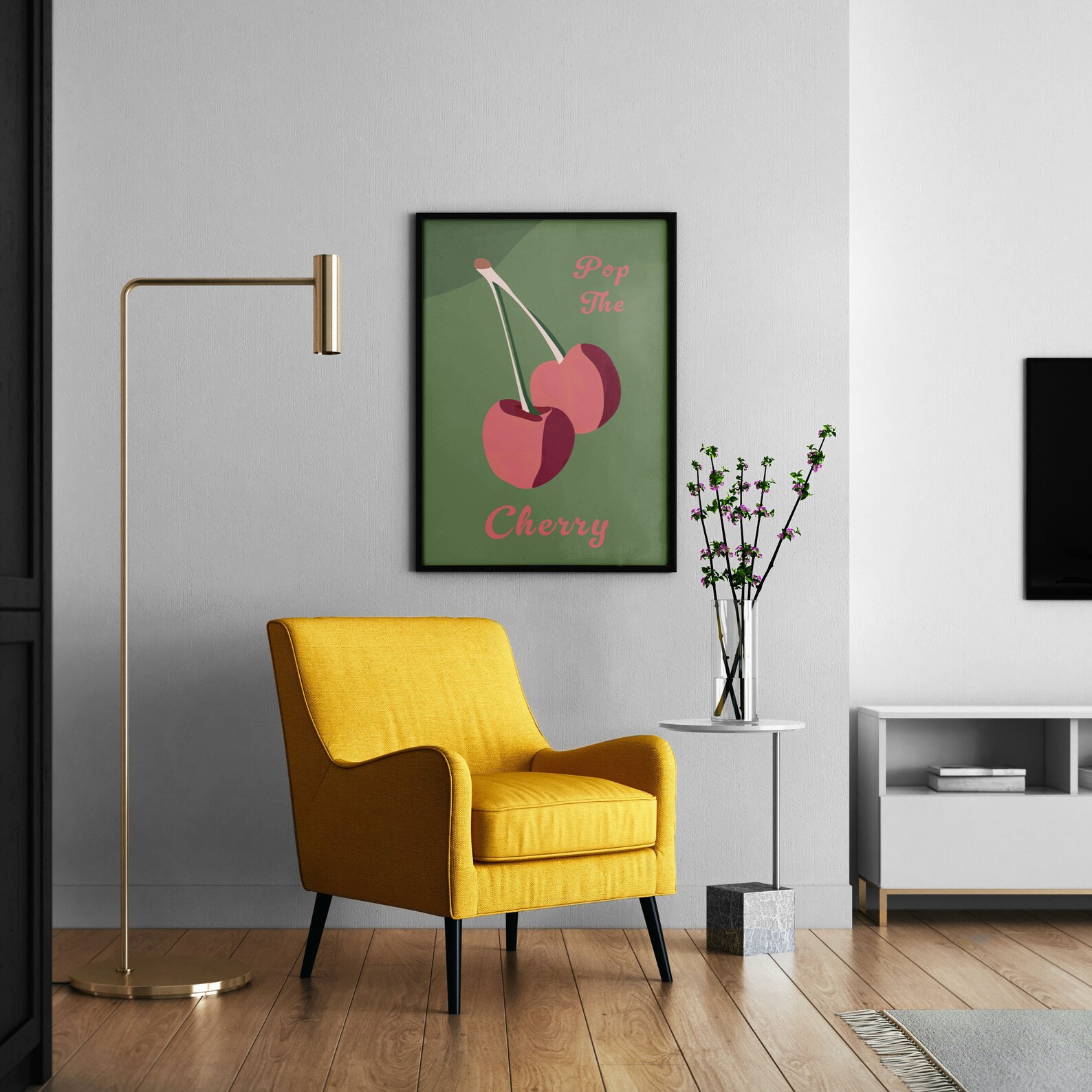 Pop the Cherry Poster, Modern Wall Art, Contemporary Home Décor ...