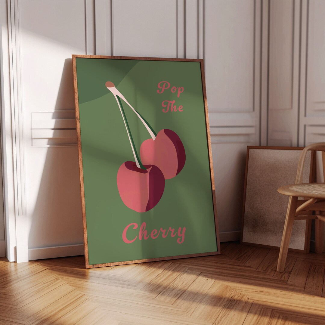 Pop the Cherry Poster, Modern Wall Art, Contemporary Home Décor ...