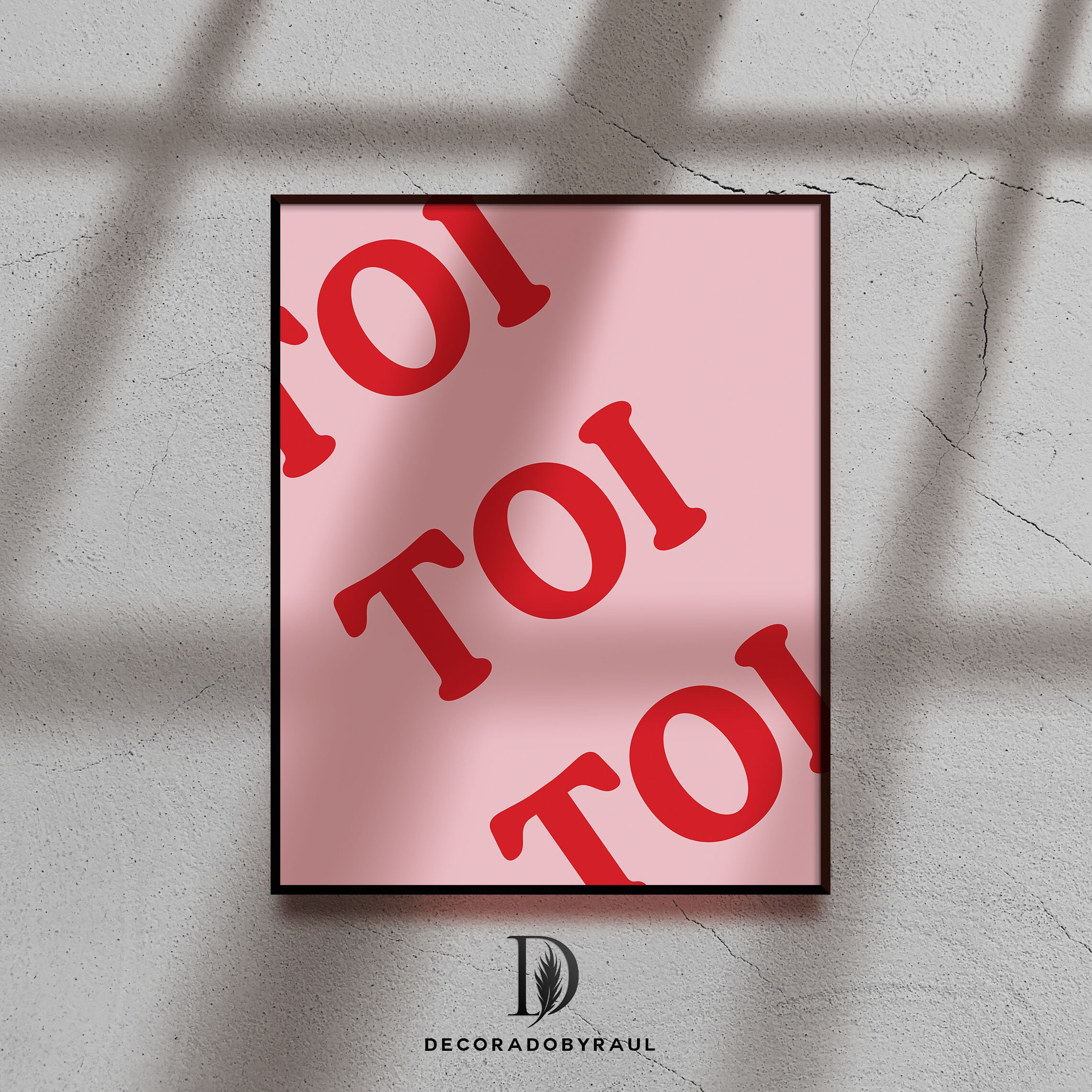Toi Toi Toi Poster, Typography Art Print, Red Text, Minimal Home Art ...
