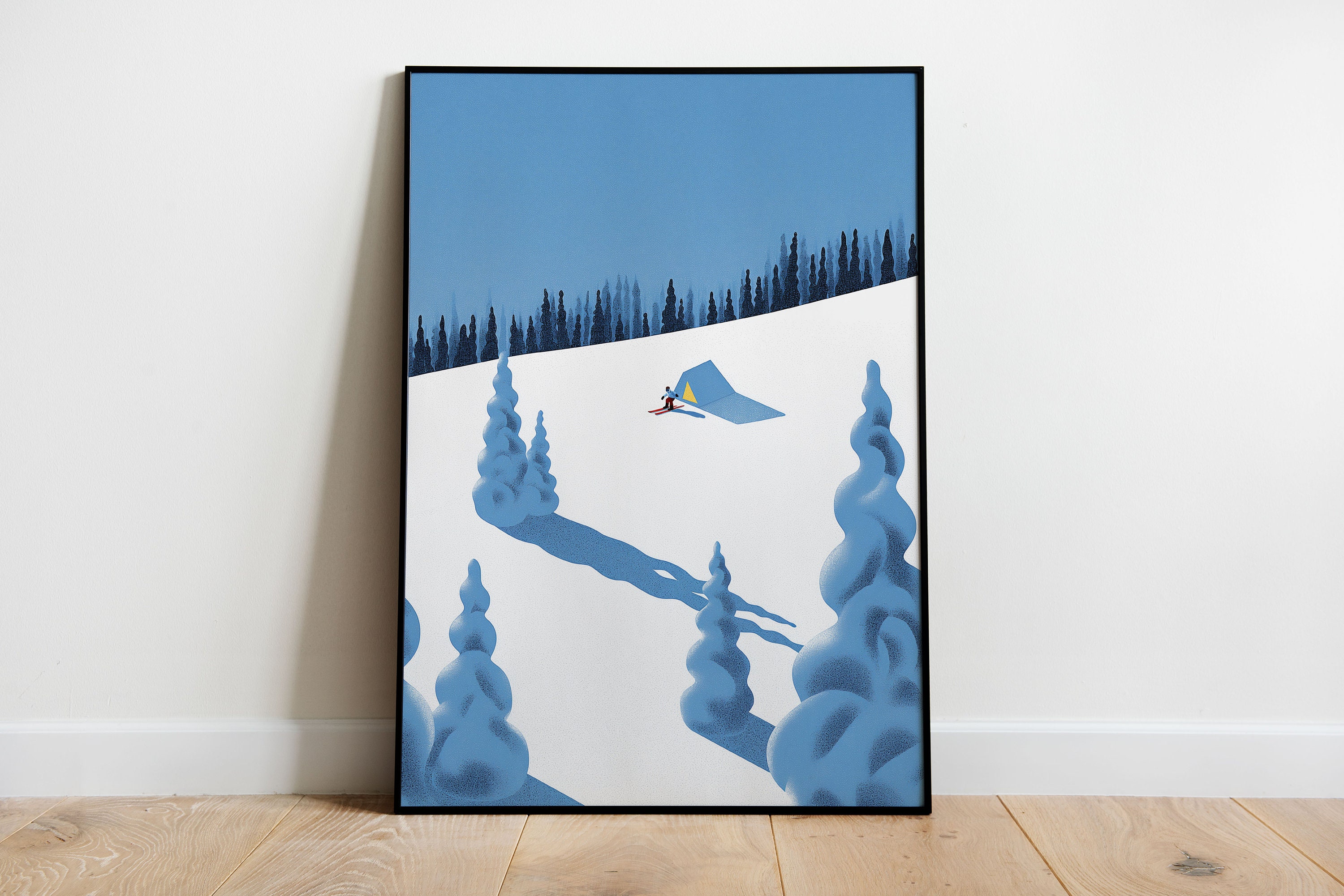 Ski Poster, Skiing Wall Art, Minimalist, Flat Simple Design, Snowy ...