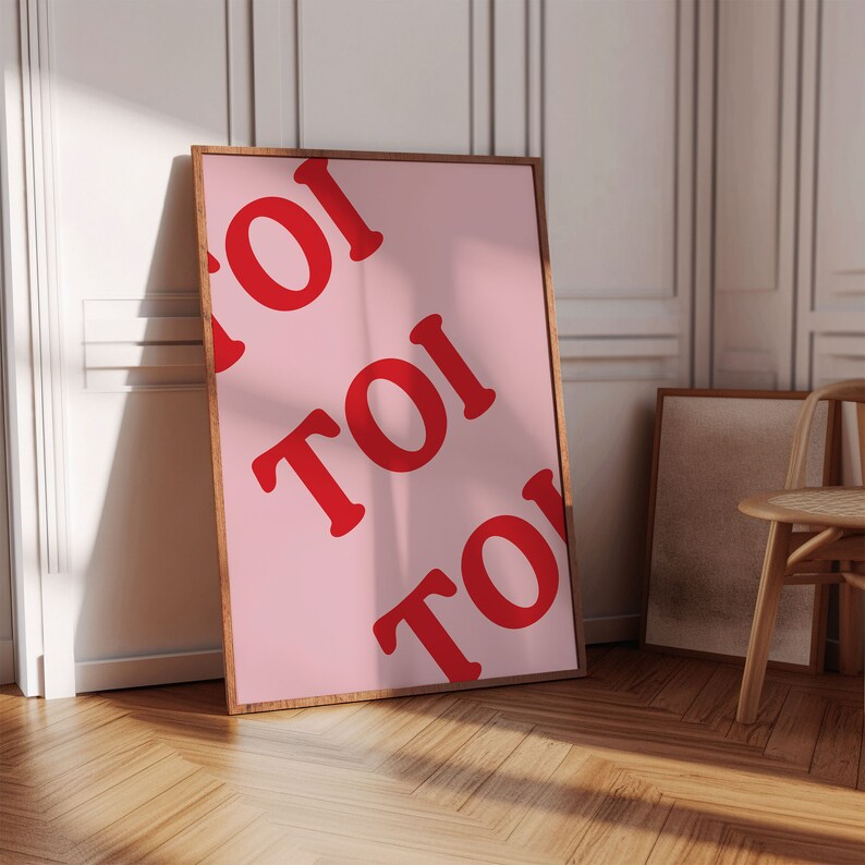 Toi Toi Toi Poster, Typography Art Print, Red Text, Minimal Home Art ...