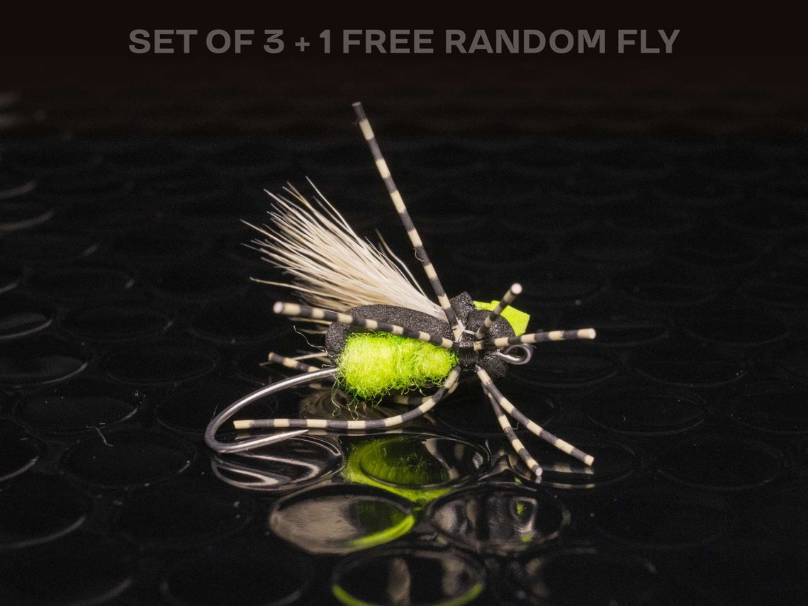 3 Llano Bug + 1 FREE Random Fly — Hopper Terrestrial Style Dry Flies ...