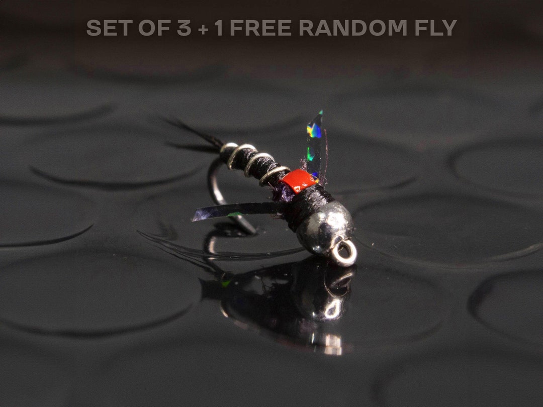 3 SOS Nymph + 1 FREE Random Fly — Tungsten Euro Black and Red Midge for ...