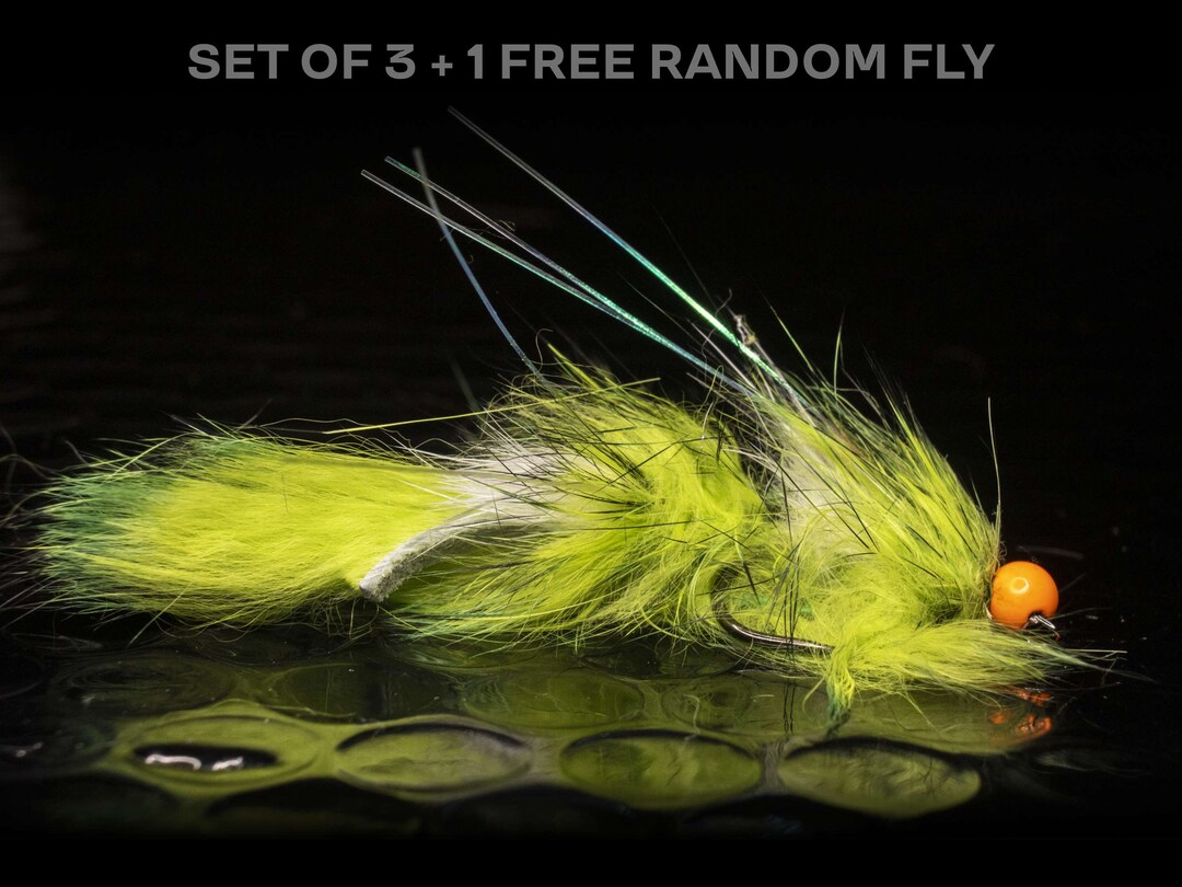 3 Zonker Streamer + 1 FREE Random Fly — 2 Inches Tungsten Euro Jig Fly ...