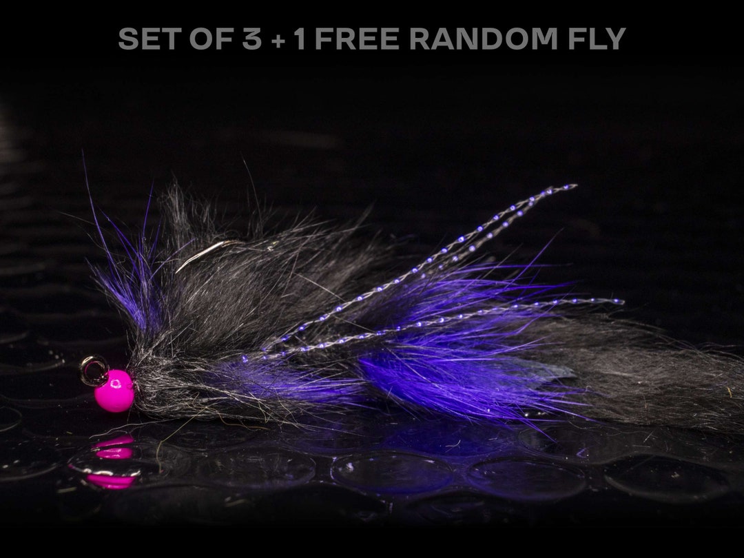 3 Zonker Streamer + 1 FREE Random Fly — 2 Inches Tungsten Euro Jig Fly ...