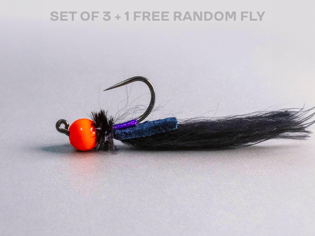 3 Leech + 1 FREE Random Fly — Tungsten Euro Jig Flies Fly Fishing ...