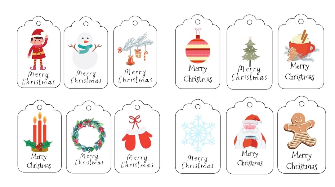 Digital Christmas Gift Tags Printable Gift Tags 12 Digital Print Gift ...