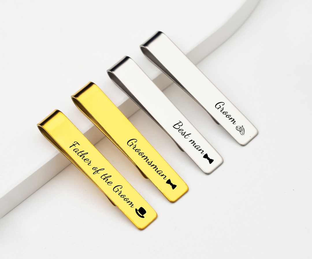 Engraved Tie Clip Set,custom Tie Bar,personalized Wedding Gift for Men ...
