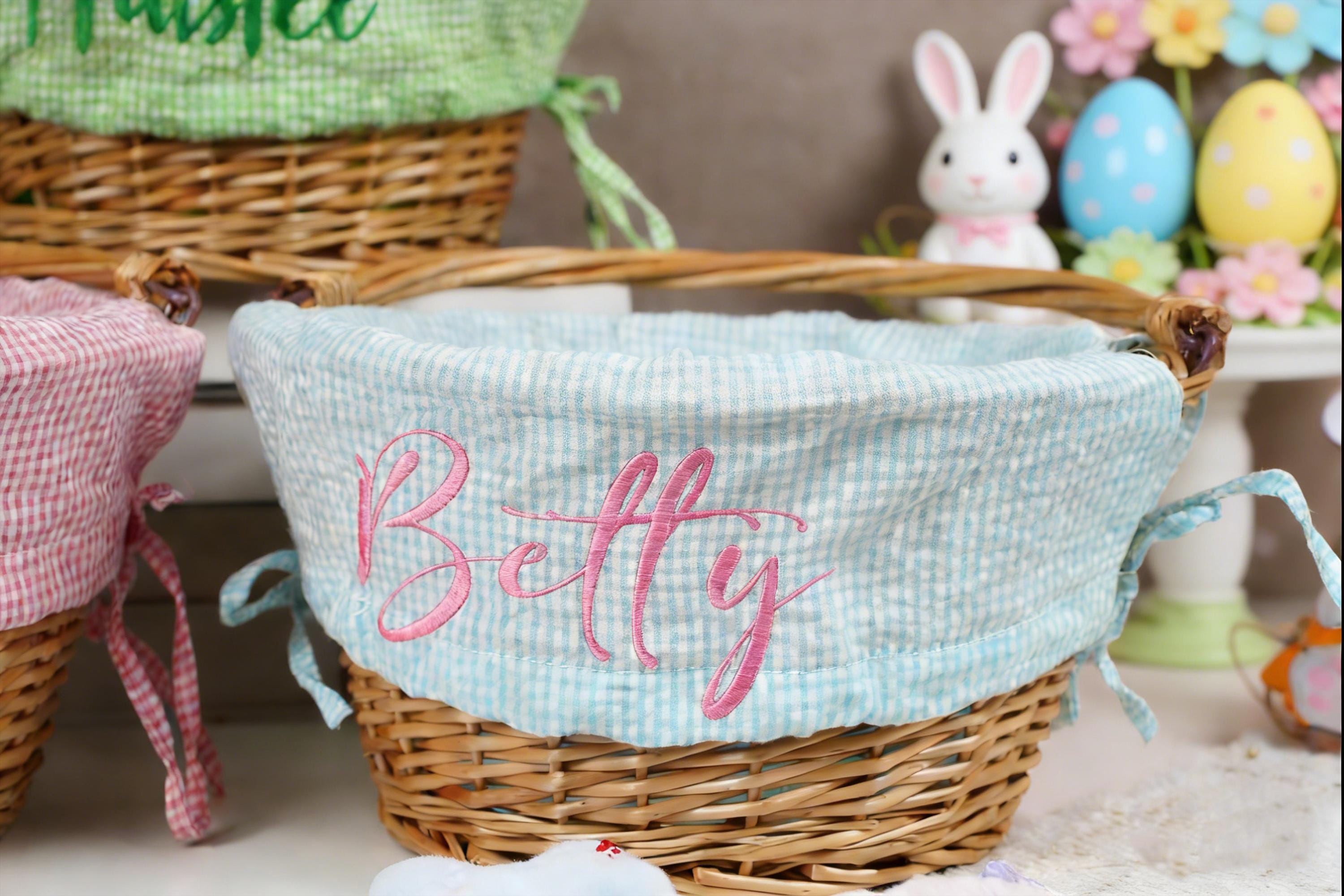 Personalized Seersucker Liners With Name,custom Easter Basket Liner ...