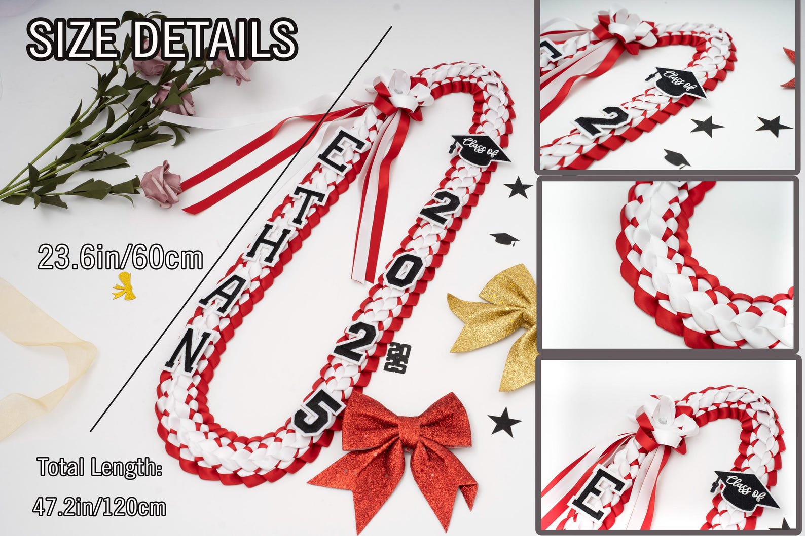 Personalized Grad Stole - Handmade 2025 Graduation Lei W/ Your Name ...