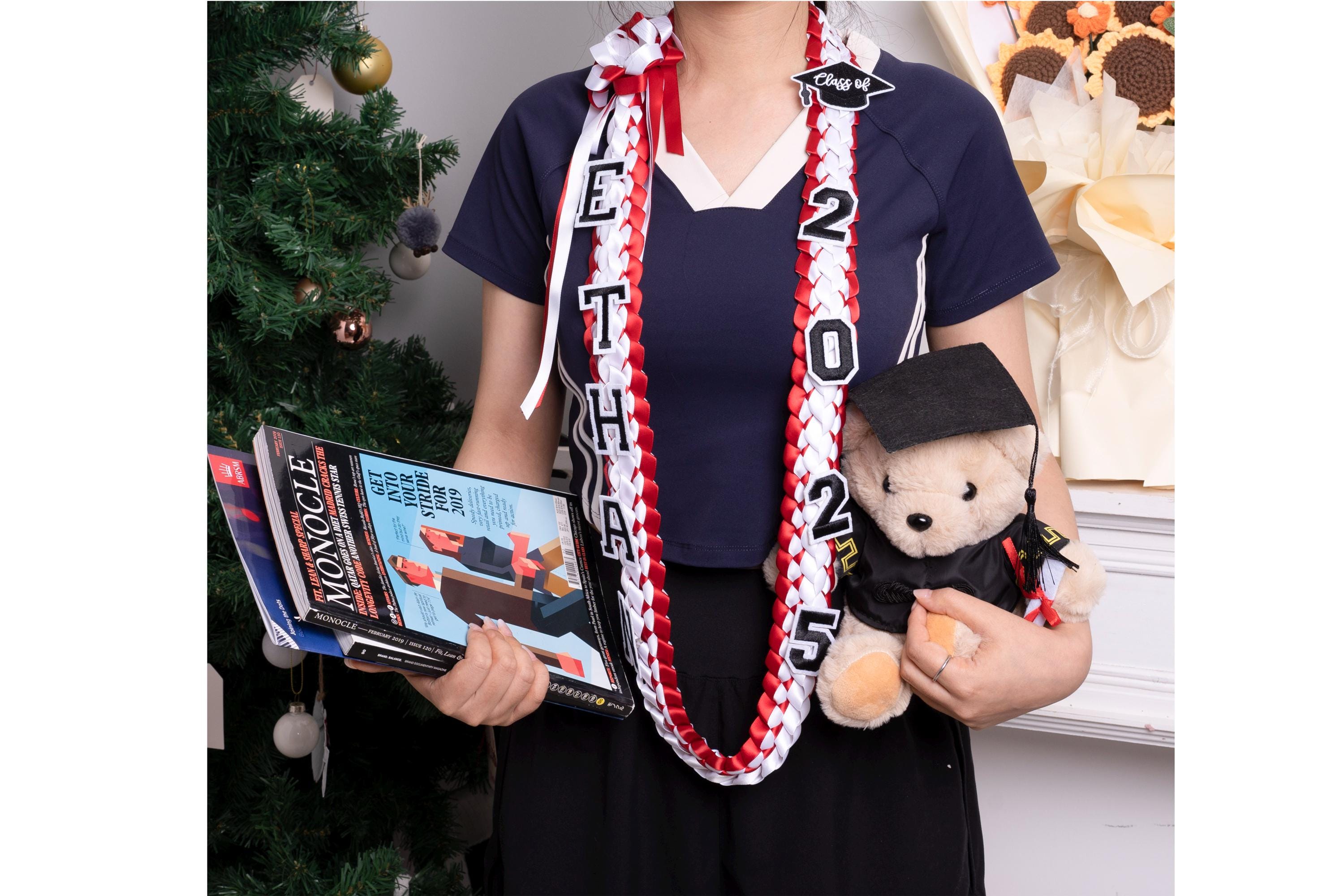 Personalized Grad Stole - Handmade 2025 Graduation Lei W/ Your Name ...
