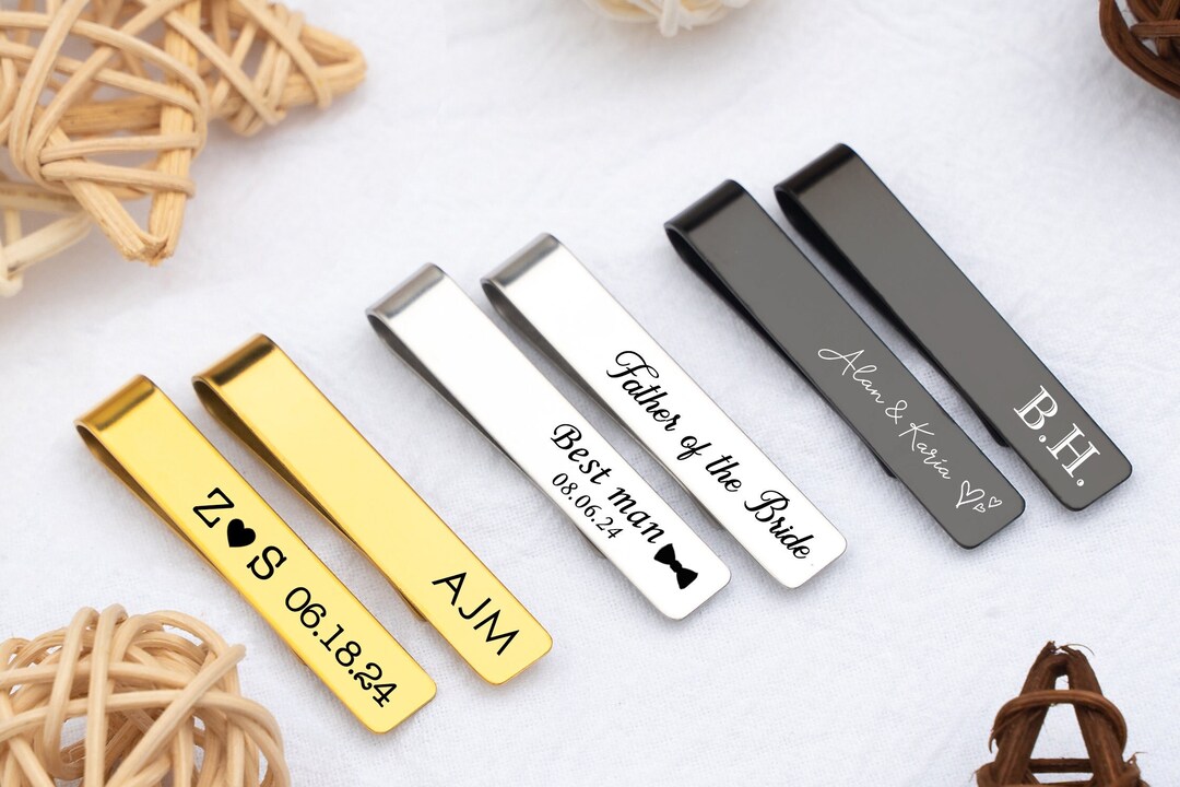 Personalized Tie Clips,custom Groomsmen Tie Clips,engraved Tie Bar ...