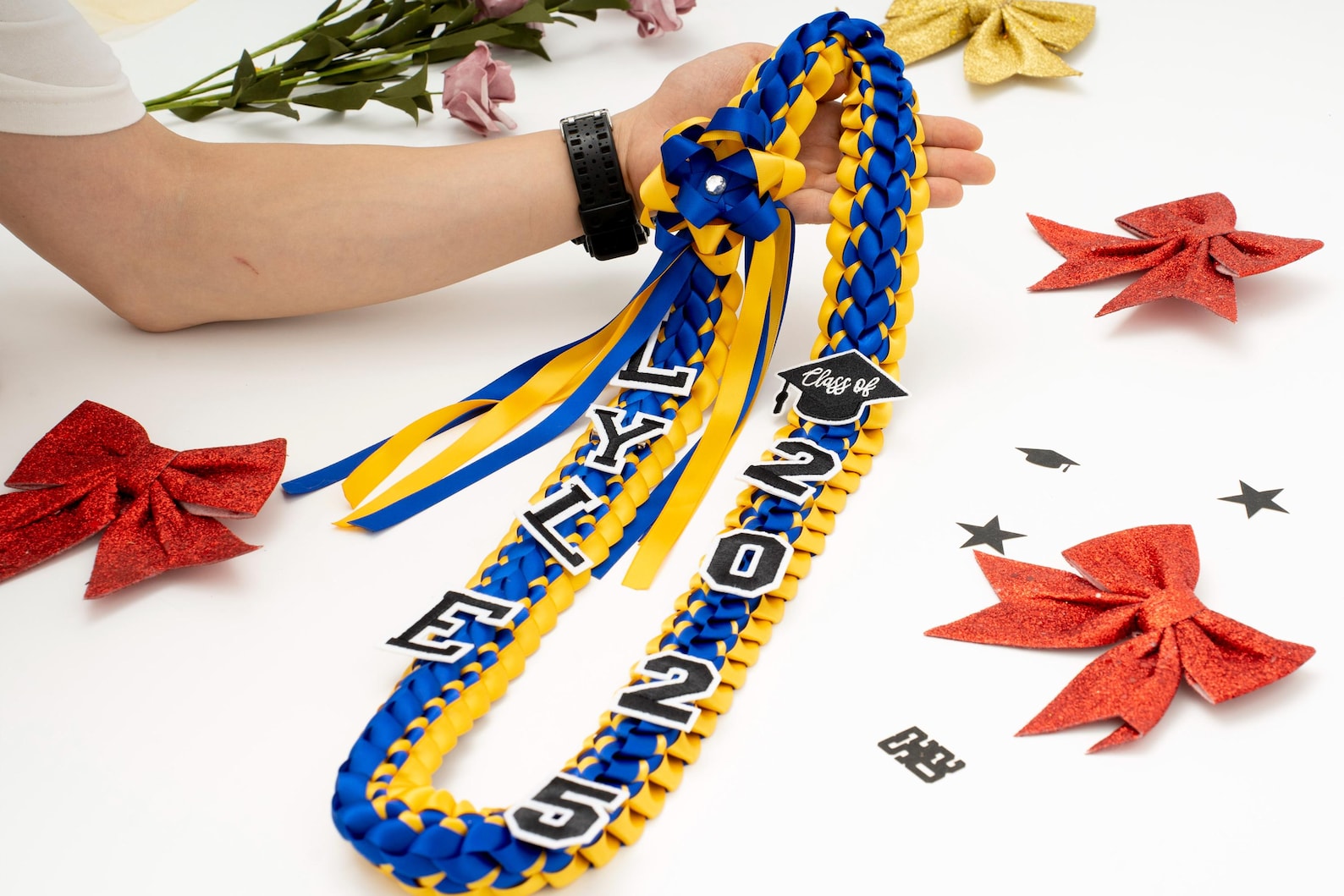 Personalized Grad Stole - Handmade 2025 Graduation Lei W/ Your Name ...