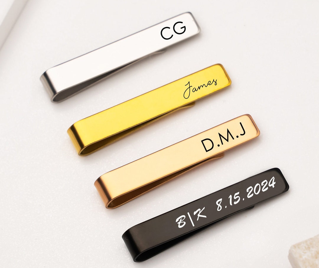 Engraved Tie Bar,personalized Tie Clip Set,custom Groomsmen Tie Bar ...