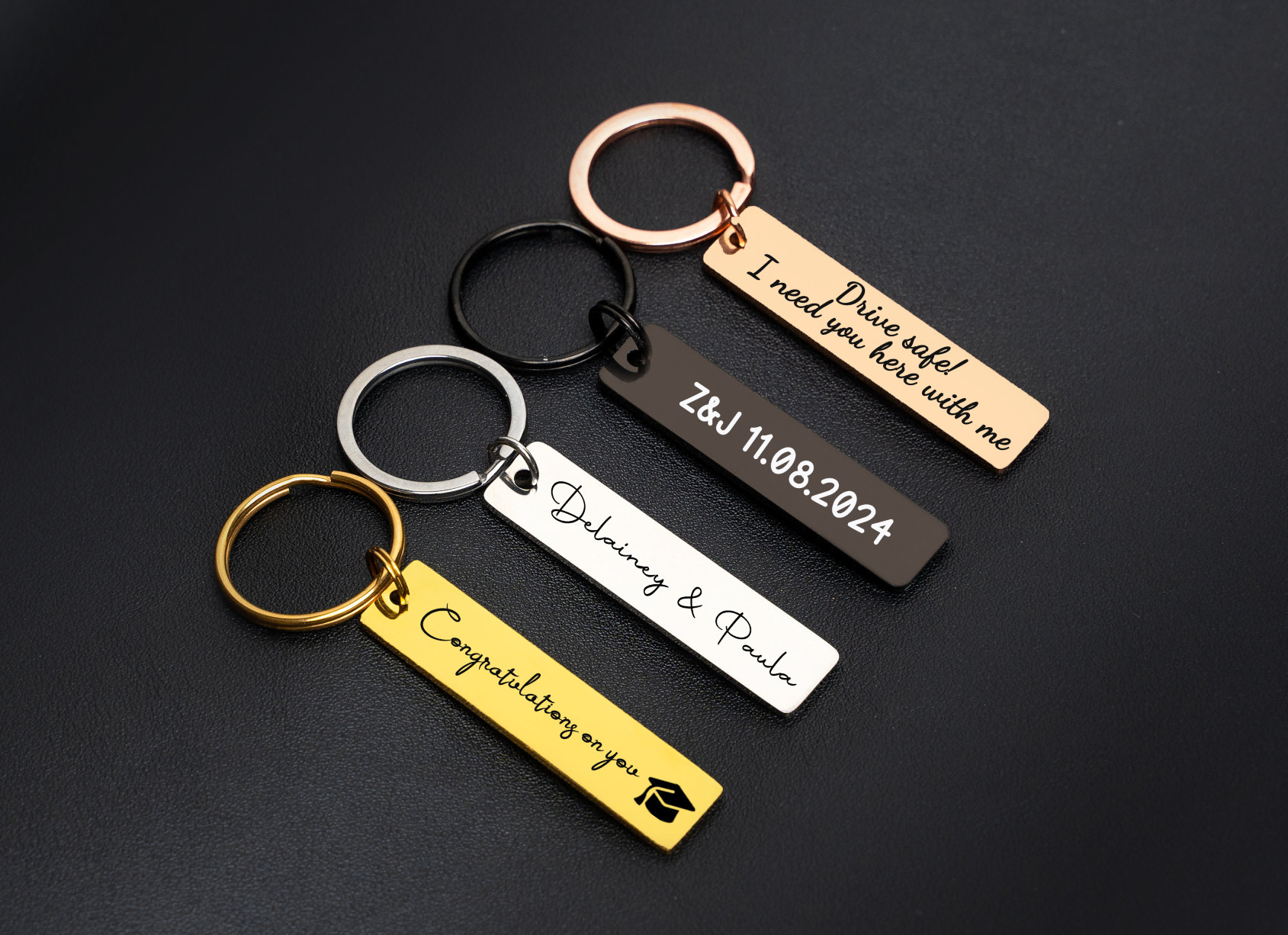 Personalized Engraved Keychain Custom Key Chain With Birthstone ...