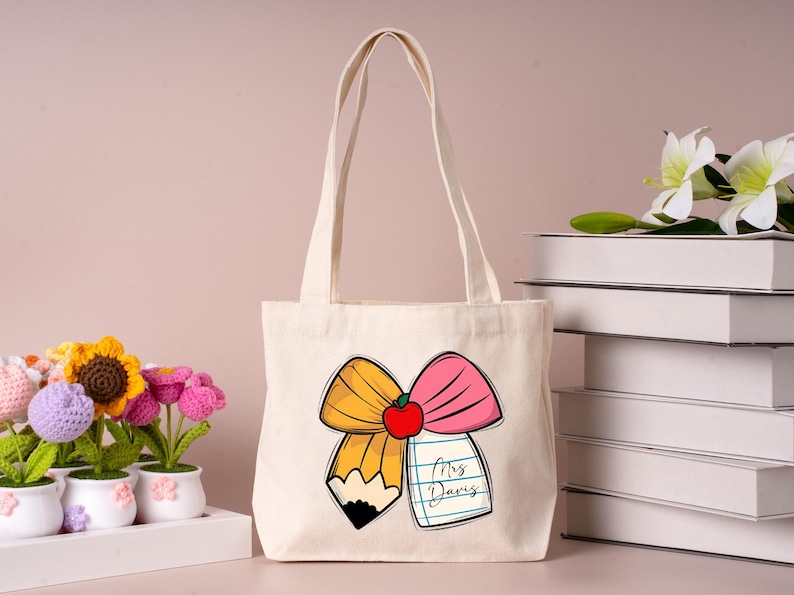 Personalized Teacher Tote Bag Custom Teacher Canvas Tote Teacher ...