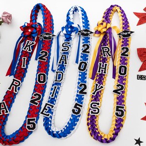 Personalized Grad Stole - Handmade 2025 Graduation Lei W/ Your Name ...