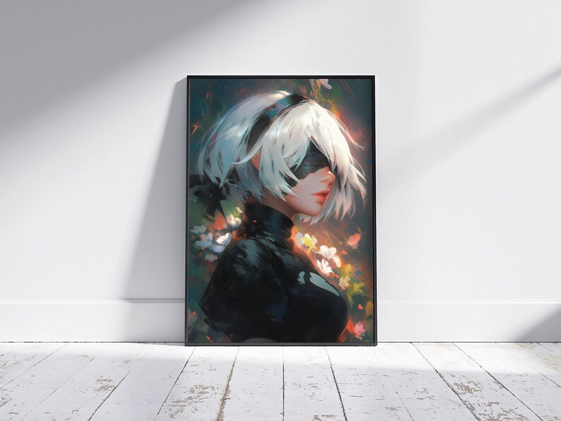 Nier: Automata 2b PNG, 5 Gaming Prints, Popular Gaming Wall Decor ...