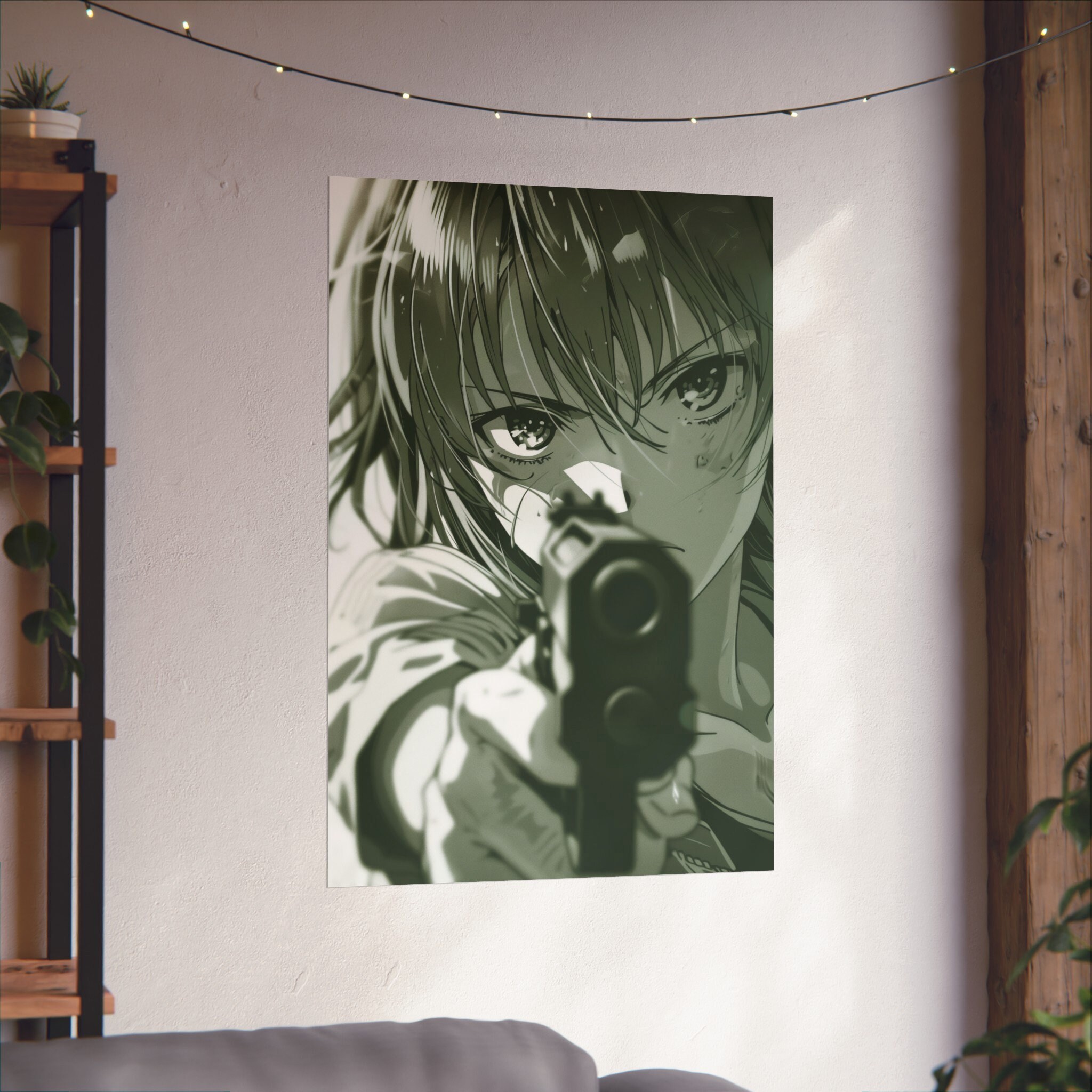 Anime Girl Pointing Gun Poster, Anime Girl Poster, Anime Gift for ...