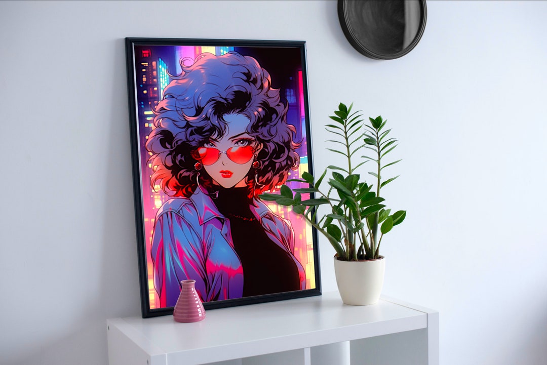 Retro Art Anime Girl Poster, Retro Art Print, Retro Anime Poster, Retro ...