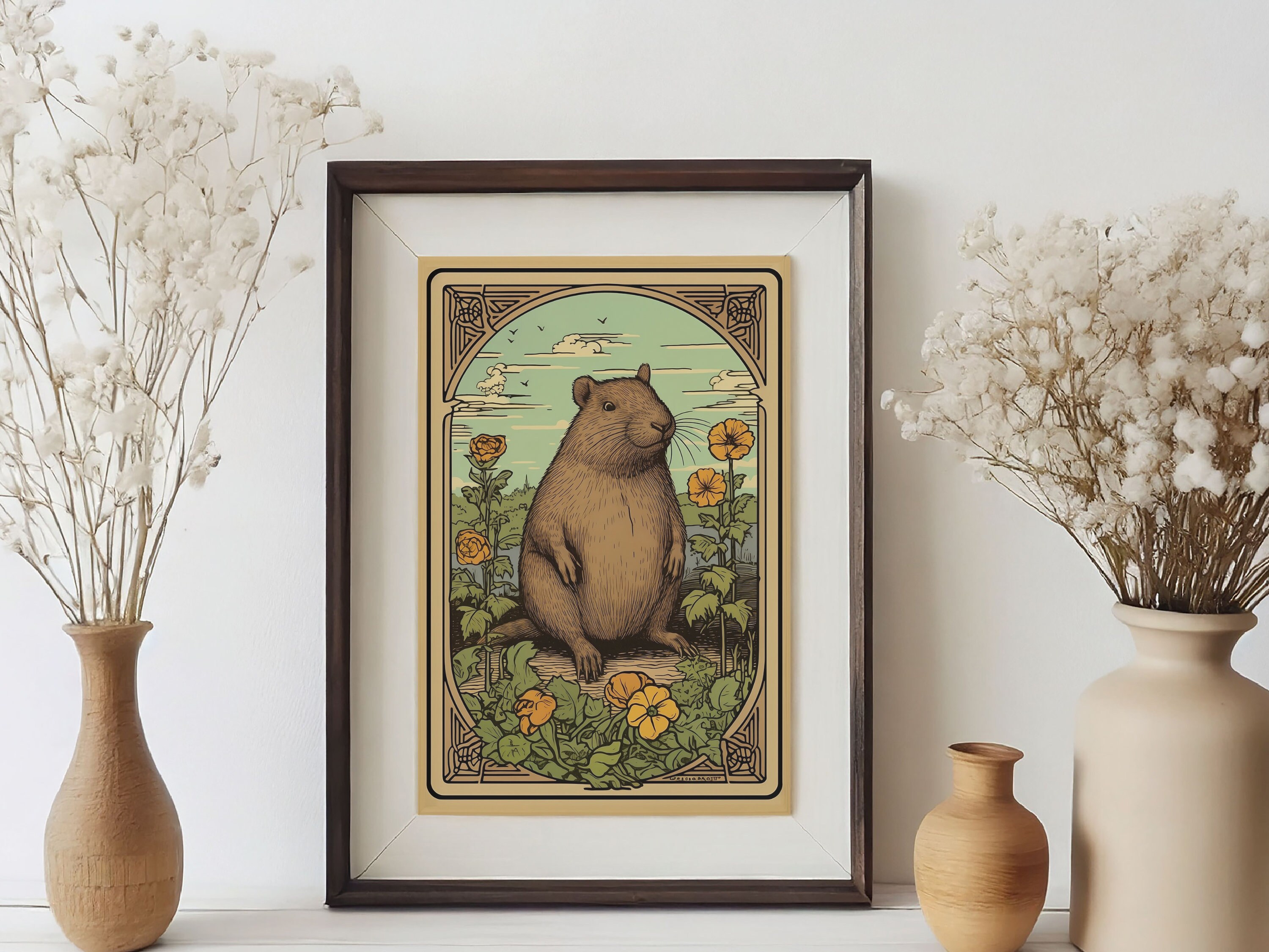 Capybara Tarot, Vintage Capybara Poster, Capybara Gift, Capybara Lover ...