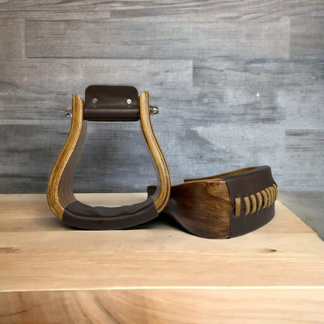 Wooden Stirrup 3 Tread Accented With Leather - Etsy