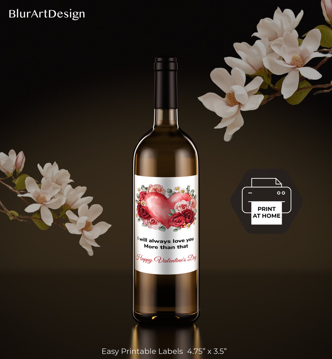 Instant Download Editable Wine Label for Valentine's Day, Easy Print at ...