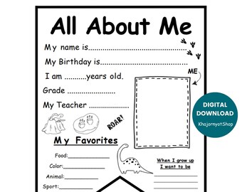 All About Me Robot Themed Boy Printable Activity, Preschool 1st First ...
